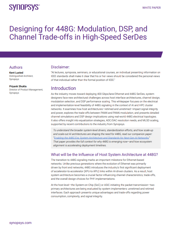 Designing for 448G: Modulation, DSP, and Channel Trade-offs in High ...